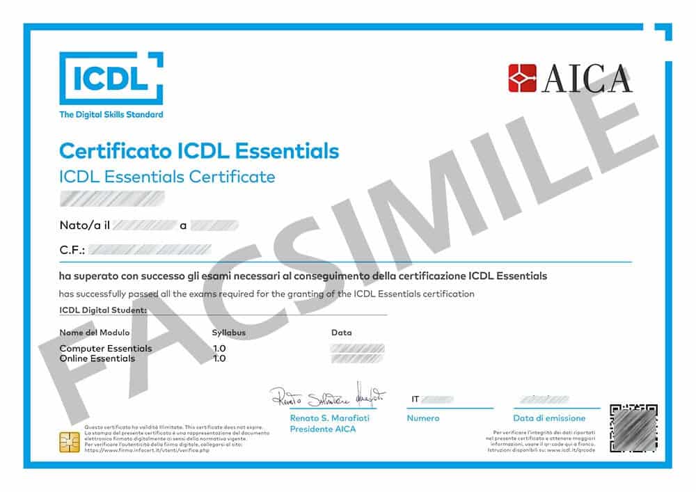 Corso online ICDL Full Standard + Skills Card | Certificazione AICA