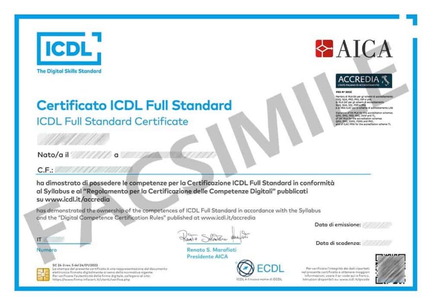 Corso online ICDL Full Standard + Skills Card | Certificazione AICA