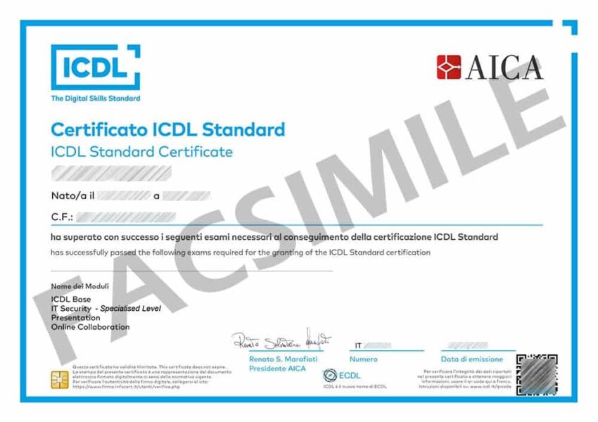 Corso online ICDL Full Standard + Skills Card | Certificazione AICA