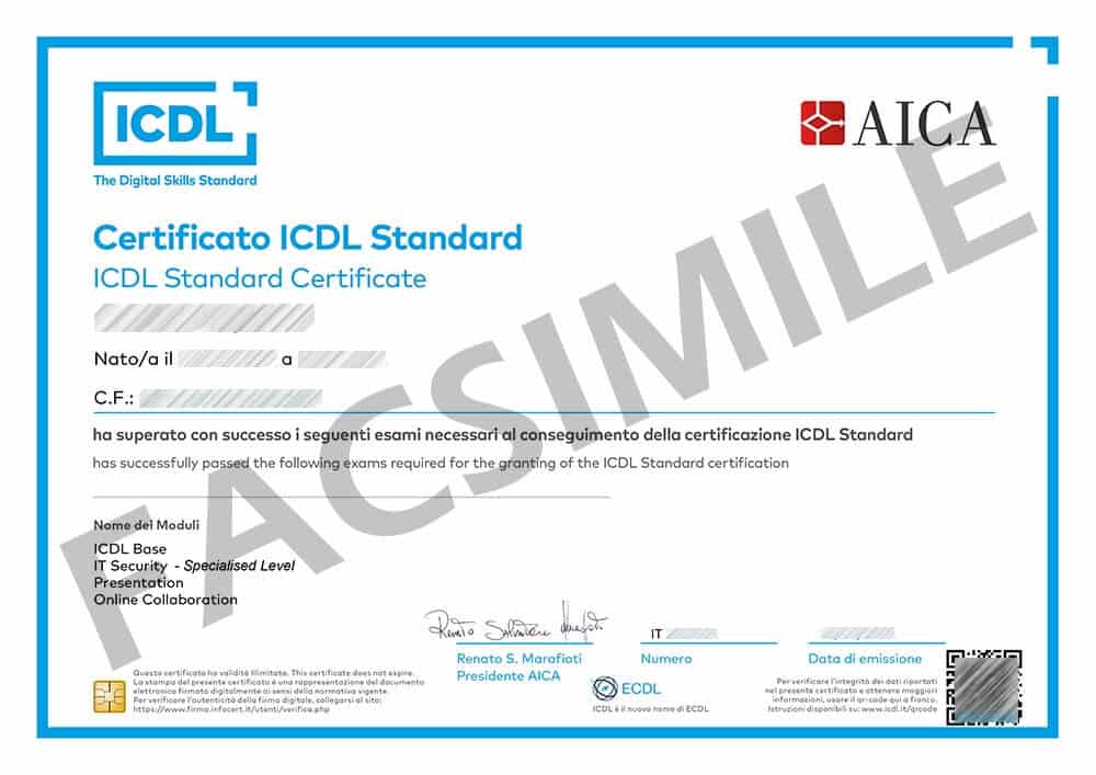 Corso online ICDL Full Standard + Skills Card | Certificazione AICA